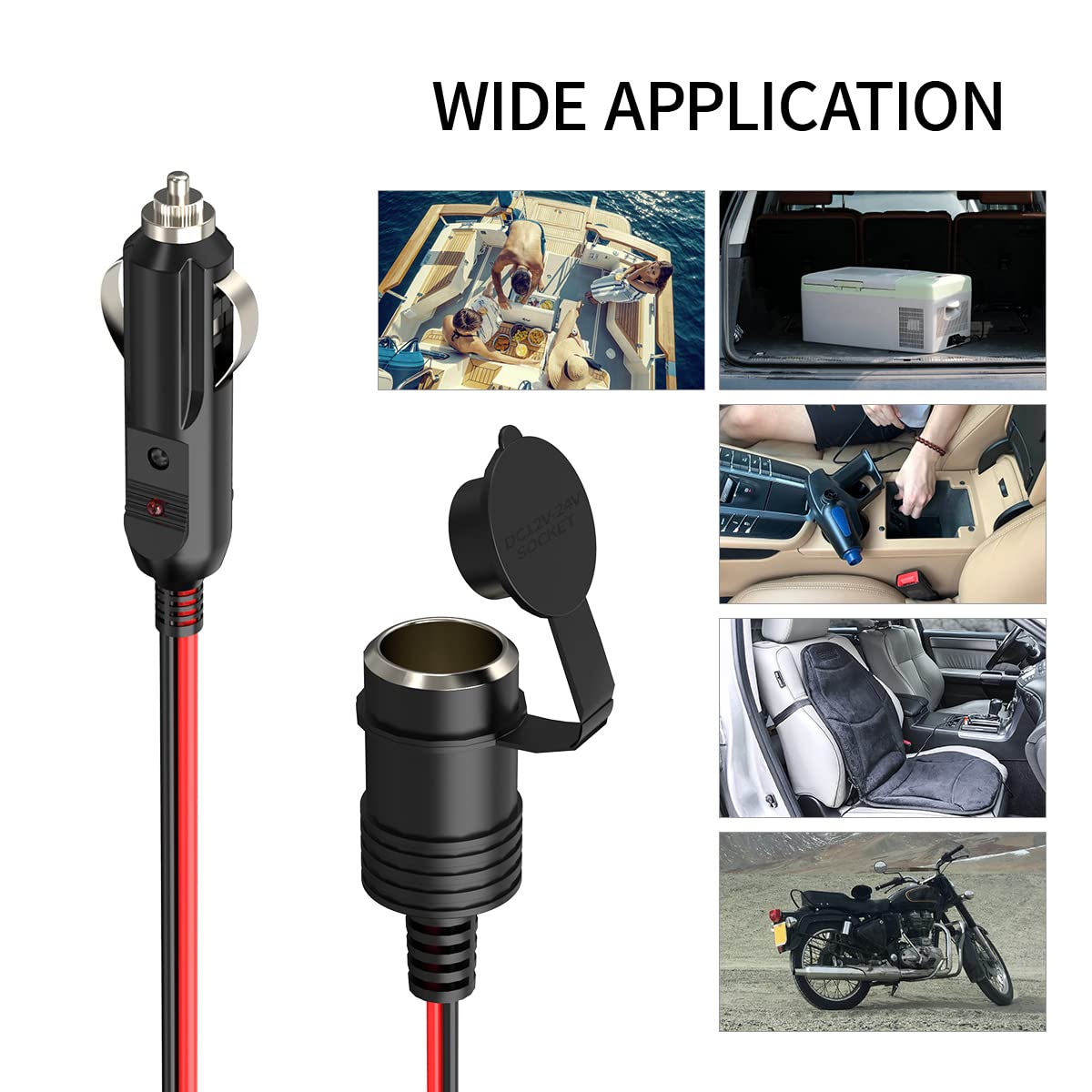 ELFCULB SAE to Car Cigarette Lighter 14AWG 12V Cigarette Lighter Male Plug to SAE Connector Extension Cable with SAE Polarity Reverse Adapter(10FT)