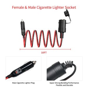 ELFCULB SAE to Car Cigarette Lighter 14AWG 12V Cigarette Lighter Male Plug to SAE Connector Extension Cable with SAE Polarity Reverse Adapter(10FT)