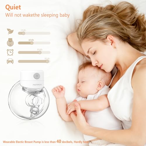 MOMAOY Double Wearable Breast Pump, Hands-Free Breast Pump,Electric Breast Pump with 2 Modes, 9 Levels, LCD Display,Memory Function Rechargeable Massage and Pumping Mode Milk Extractor,24mm Flange