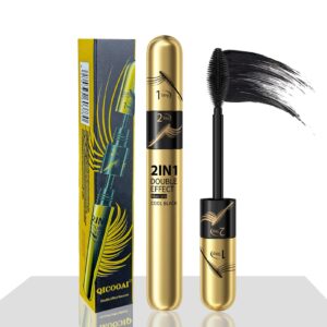 2023 new 2 in 1 golden goddess black 4d mascara - liquid lash extension for 5x longer, fuller waterproof eyelashes (1pcs)