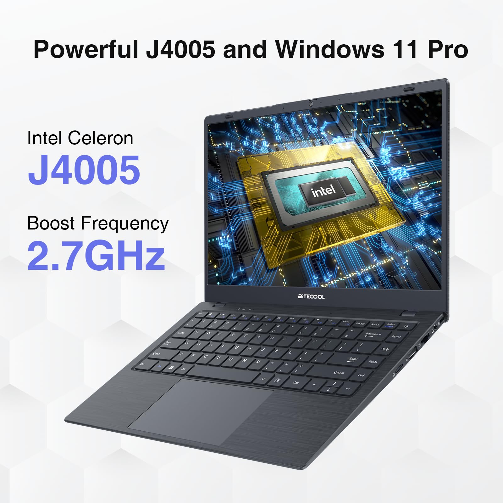 BiTECOOL 14-inch Windows 11 Laptop Computer, 8GB RAM 256GB SSD Laptop, Intel Celeron J4005 Dual Core up to 2.7GHz, FHD IPS Display, 2.4G/5G WiFi, BT5.1, Webcam, Lightweight and Portable