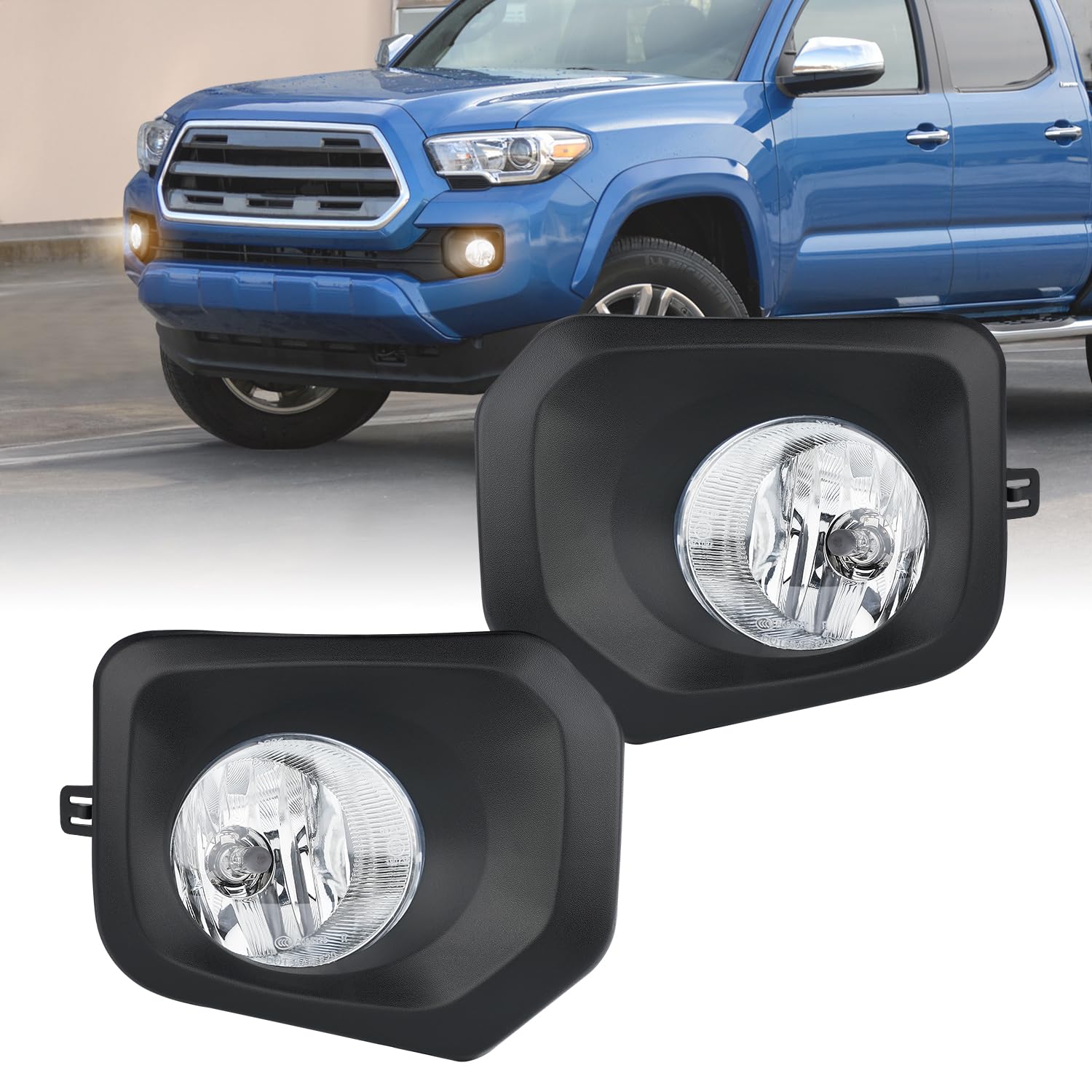 Nilight Fog Lights Assembly Compatible with 2016 2017 2018 2019 2020 2021 2022 2023 Toyota Tacoma SR SR5 Model Only Fog Light Replacement Clear Len Driver and Passenger Side, 2 Years Warranty