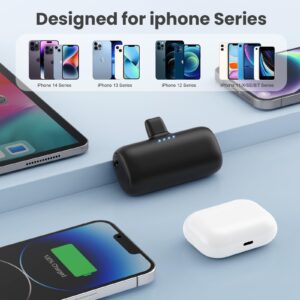 AONIMI Small Portable Charger for iPhone 5200mAh,Compact PD Fast Charging Power Bank,Mini Plug-in Battery Pack Cordless Phone Charger Compatible with iPhone 14/14 Pro/13/13 Pro/12/12 Pro/11/X/6/8 etc