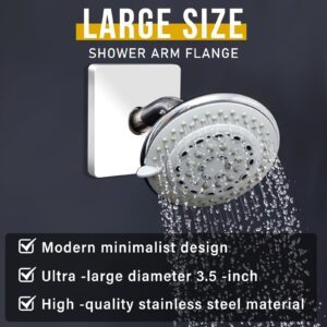 Square Shower Arm Flange Cover Plate Silver 3.5” Large Universal Escutcheon Plate Replacement Shower Arm Flange Plumbing Cover Plates Faucet Cover Plate for Standard 1/2" Pipes