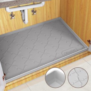 sikadeer under sink mat for bathroom waterproof, 19" x 19" silicone under sink liner bathroom cabinet shelf protector, fits 21inch standard kitchen bathroom cabinet mat under sink organizer drip tray