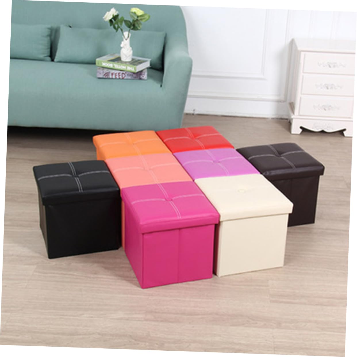 Zerodeko 2pcs Shoe Storage Bench Small Chest Small Stool Chair Clothes Basket Shoe Bench Books Storage case entryway Cabinet Bench Cube Storage Box with Cover