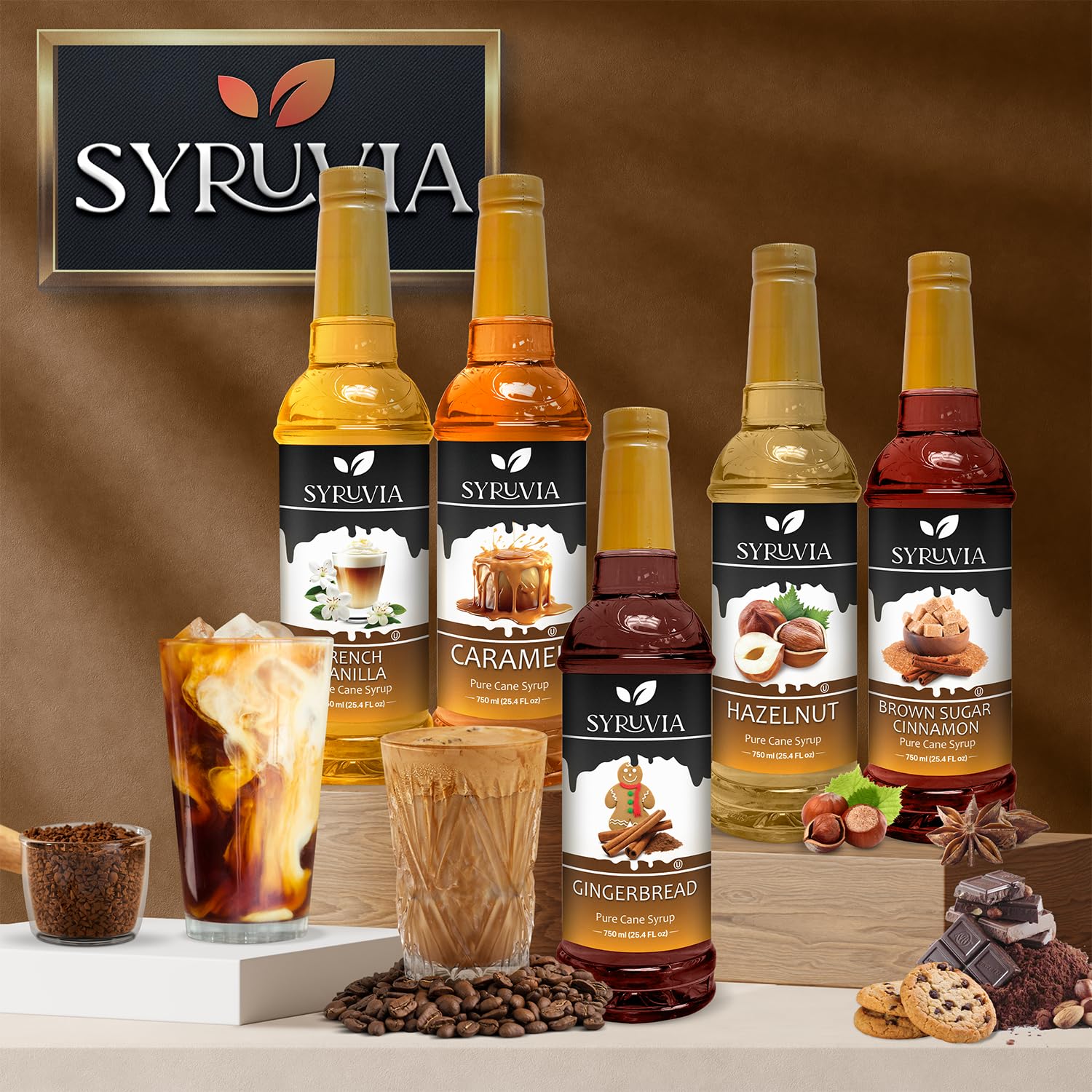 Syruvia Pumpkin Spice Syrup for Coffee 25.4 Ounces Pumpkin Spice Flavored Coffee Syrup