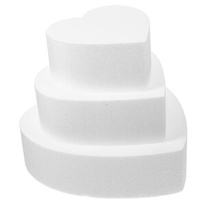 abaodam 3pcs foam cake mold wedding decor cake stand tools multi-function cake dummies cake dummy tool practicing fake cake gathering fake cake decorations white heart-shaped