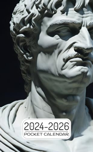 Pocket Calendar 2024-2026: Two-Year Monthly Planner for Purse , 36 Months from January 2024 to December 2026 | Seneca the Younger statue