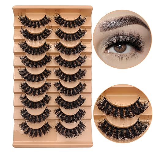 Lashes Mink False Eyelashes Natural Look Wispy Eye Lashes 20MM Fake Eyelashes D Curl Strip Lashes 9 Pairs Pack