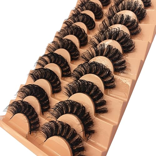 Lashes Mink False Eyelashes Natural Look Wispy Eye Lashes 20MM Fake Eyelashes D Curl Strip Lashes 9 Pairs Pack