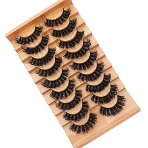 Lashes Mink False Eyelashes Natural Look Wispy Eye Lashes 20MM Fake Eyelashes D Curl Strip Lashes 9 Pairs Pack