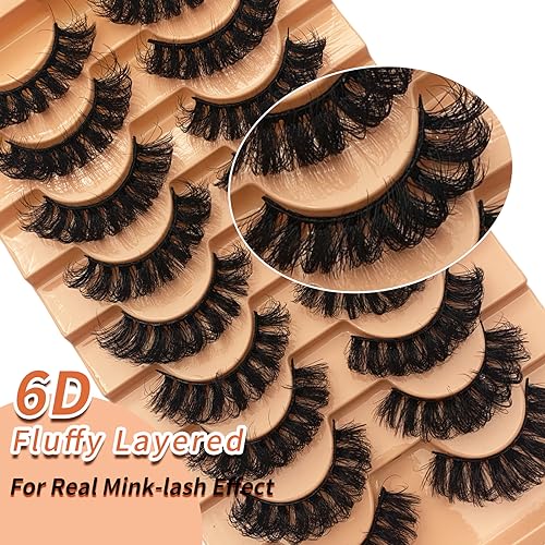 Lashes Mink False Eyelashes Natural Look Wispy Eye Lashes 20MM Fake Eyelashes D Curl Strip Lashes 9 Pairs Pack