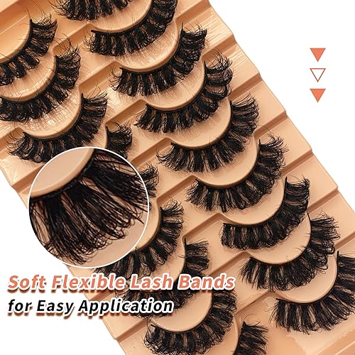 Lashes Mink False Eyelashes Natural Look Wispy Eye Lashes 20MM Fake Eyelashes D Curl Strip Lashes 9 Pairs Pack