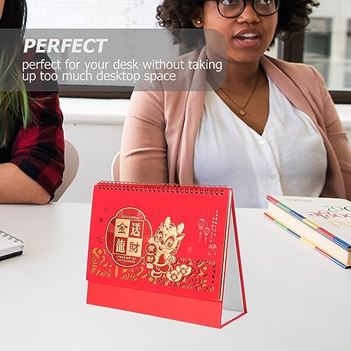 Abaodam 2024 Desk Calendar Decor Calendar Desk Monthly Calendar Daily Use Standing Calendar Freestanding Calendar Table Calendar Ornament Desk Calender Small Calendar Desktop Paper Office