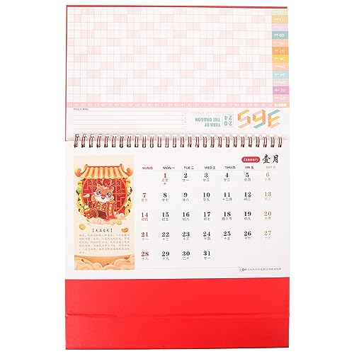 Abaodam 2024 Desk Calendar Decor Calendar Desk Monthly Calendar Daily Use Standing Calendar Freestanding Calendar Table Calendar Ornament Desk Calender Small Calendar Desktop Paper Office