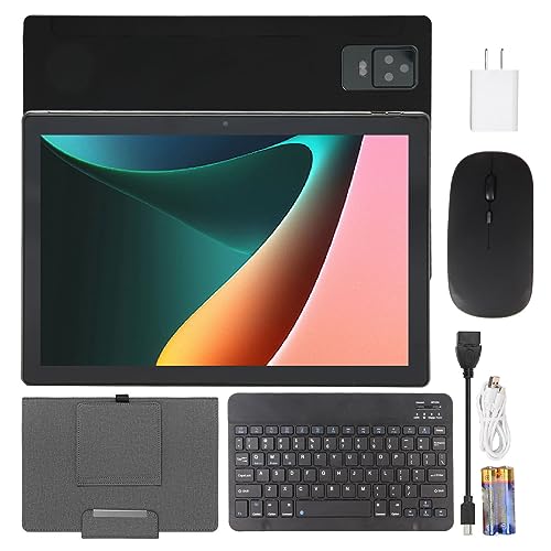 DAUZ Office Tablet, Gravity Sensing Long Standby 2 in 1 Tablet Laptop 3G Phone Call 8GB RAM 256GB Storage with Keyboard for School (US Plug)