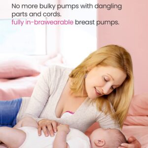 2Pcs Hands Free Breast Pump, 4 Modes & 8 Levels Wearable Portable Breast Pump,Smallest Painless Low-Noise Cordless Pump for Breastfeeding Mothers, Easy to Carry Anywhere