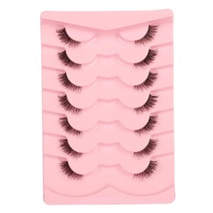 gmagictobo fluffy half eyelashes wispy short false eyelashes natural look cat eye lashes pack clear band 3d lashes strips 7 pairs multipack