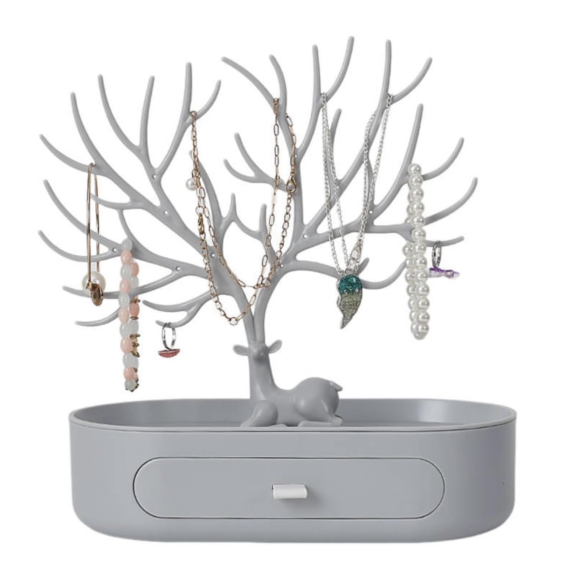 Deer Antler Jewelry Organizer & Holder - The Perfect Ideal Simple Solution Tray and Drawer for Storage and Organization of Necklaces, Rings, Bracelets, Watches & Earrings.