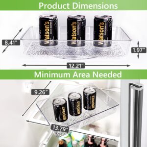 WIFER Lazy Susan Organizer for Refrigerator, Clear Turntable Rectangular Fridge Organizers Storage Rack, Rotating Square Tray for Countertop, Cabinet, Table, Shelf, Pantry, Kitchen - 12.2 inch