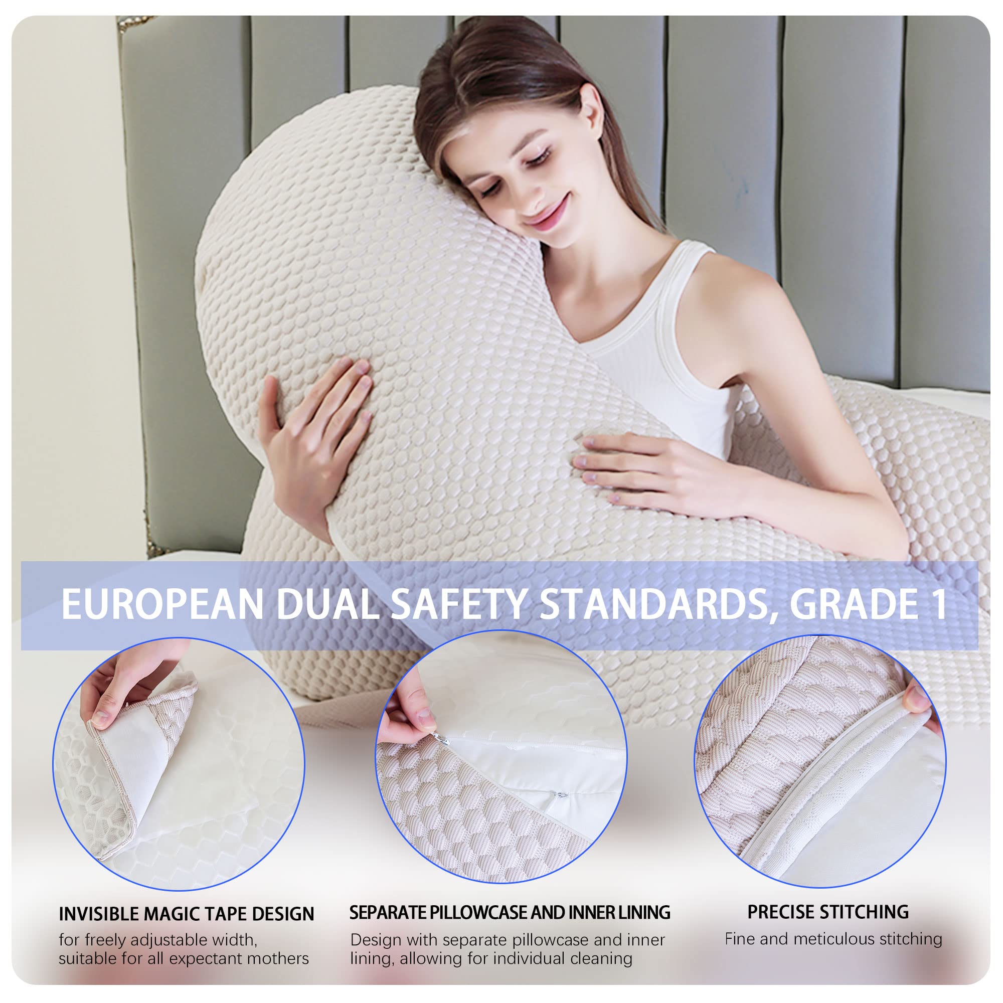 taynoes Pregnancy Pillows Cooling for Sleeping, Maternity Pillows, Detachable and Adjustable Double-Sided Support for Pregnant Women Back, Belly, Stomach,Hip Pregnancy Must Haves (Grey)