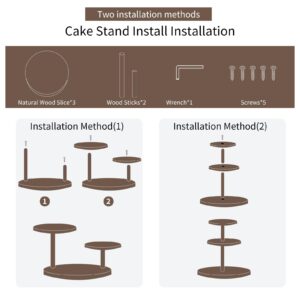 FORACKS 3 Tiered Cupcake Tower Stand Rustic Round Wooden Dessert Cake Dispaly Stands for Wedding, Birthday, Graduation, Tea Party for Thanksgiving