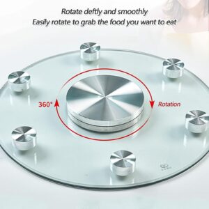 WDZDMYL Glass Lazy Susan Turntable, with Silent Smooth Aluminum Alloy Bearing, Round Tabletop Rotating Serving Tray, for Kitchen Dining, Parties, Wedding 110cm/44in