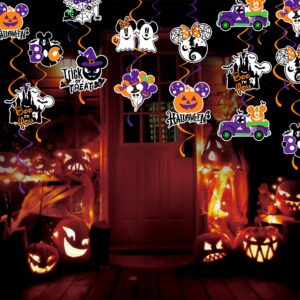 YUNKELIU 36Pcs Mouse Halloween Hanging Swirl Decorations, Mouse Theme Party Supplies Halloween Foil Swirl Ceiling Hanging Decor for Halloween Birthday Party Decorations