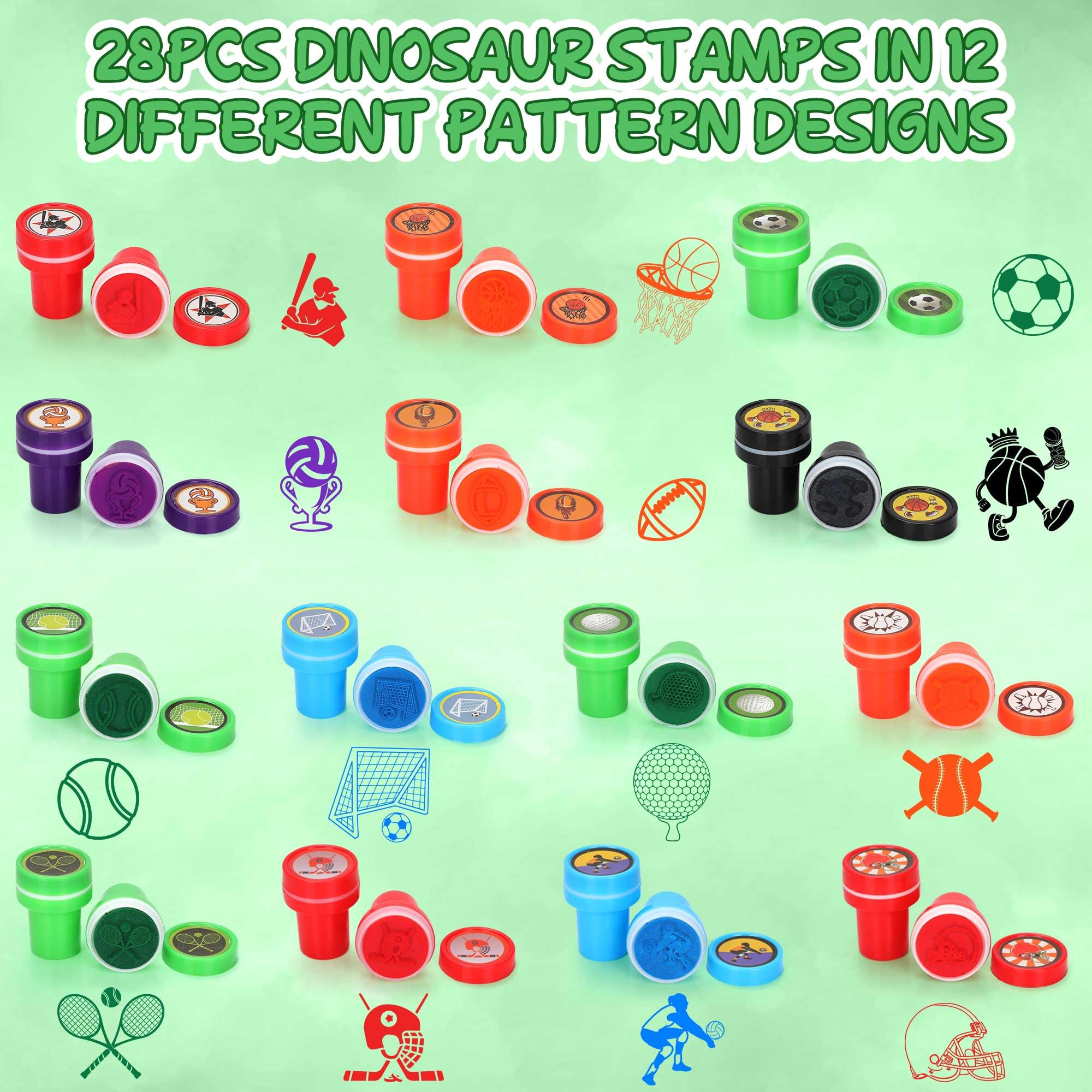 28Pcs Assorted Balls Stamps for Kids, Self Inking Football Basketball Rugby Golf Stampers for Party Favors Goody Bag Stuffers Classroom Club Rewards Party Treat Birthday Party(Ball Sports Style)