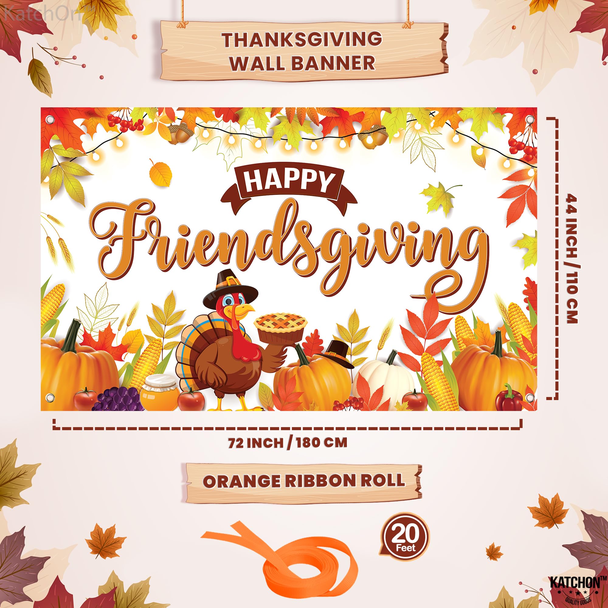 KatchOn, Friendsgiving Backdrops for Photography - XtraLarge, 72x44 Inch | Happy Friendsgiving Banner Backdrop for Friendsgiving Decorations | Friendsgiving Photo Backdrop for Friendsgiving Décor