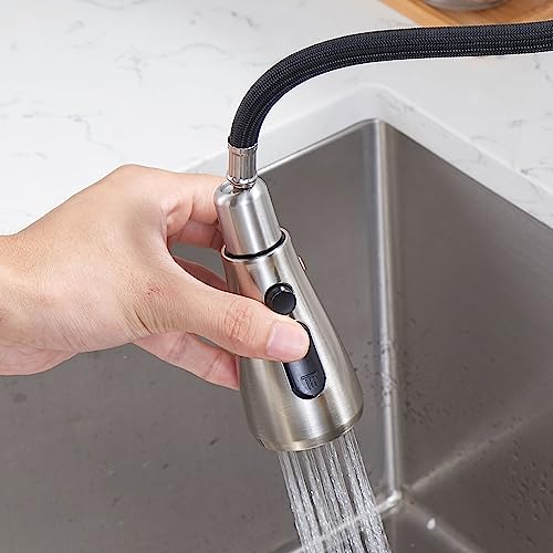 VCCUCINE Kitchen Faucet with Pull Down Sprayer, Brushed Nickel Faucet for Kitchen Sink, Small High Arc RV Stainless Steel Single Handle Pull Out Kitchen Sink Faucet