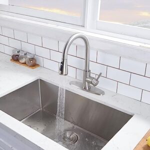 VCCUCINE Kitchen Faucet with Pull Down Sprayer, Brushed Nickel Faucet for Kitchen Sink, Small High Arc RV Stainless Steel Single Handle Pull Out Kitchen Sink Faucet