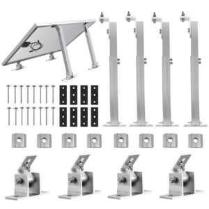 adjustable solar panel tilt mount brackets - aluminum alloy mounting brackets support to 100 150 200 300 watt solar panel for rv, trailer, boat, yacht, roof, wall and off-grid(2 sets-4 pcs)