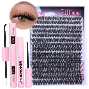 lash extension kit 300pcs lash clusters kit 50d individual lashes 9-16mm cluster eyelash extensions kit d curl eyelash extension kit with bond and seal and lash remover by wtvane (kit-50d-9-16mix)