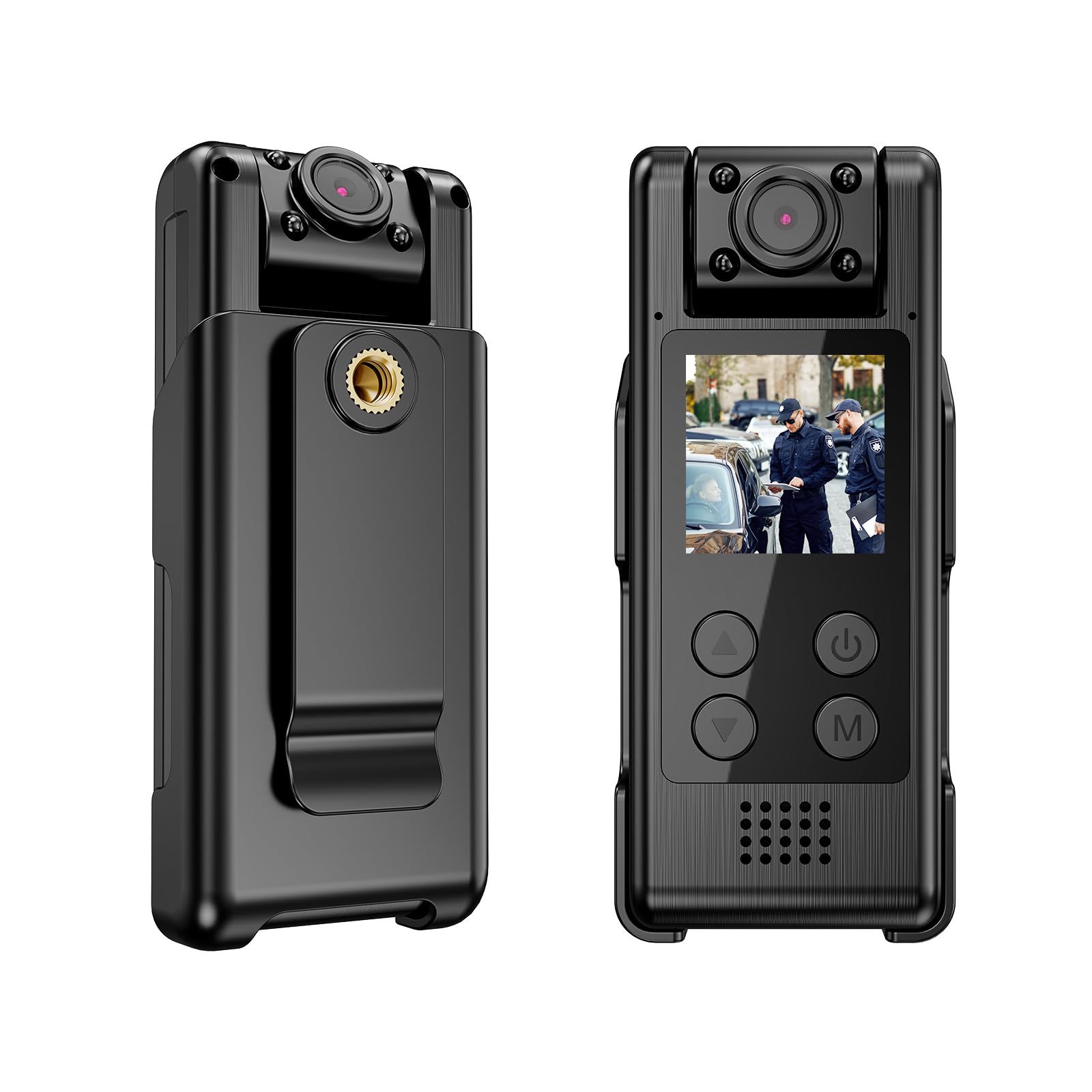 VIDCASTIVE 4K WiFi Body Camera Built-in 64G Record Video Audio, Police Body Worn Cam with 180° Rotatable Lens, Night Vision, 2000mAh Battery for Daily Records, Delivery/Serving Jobs