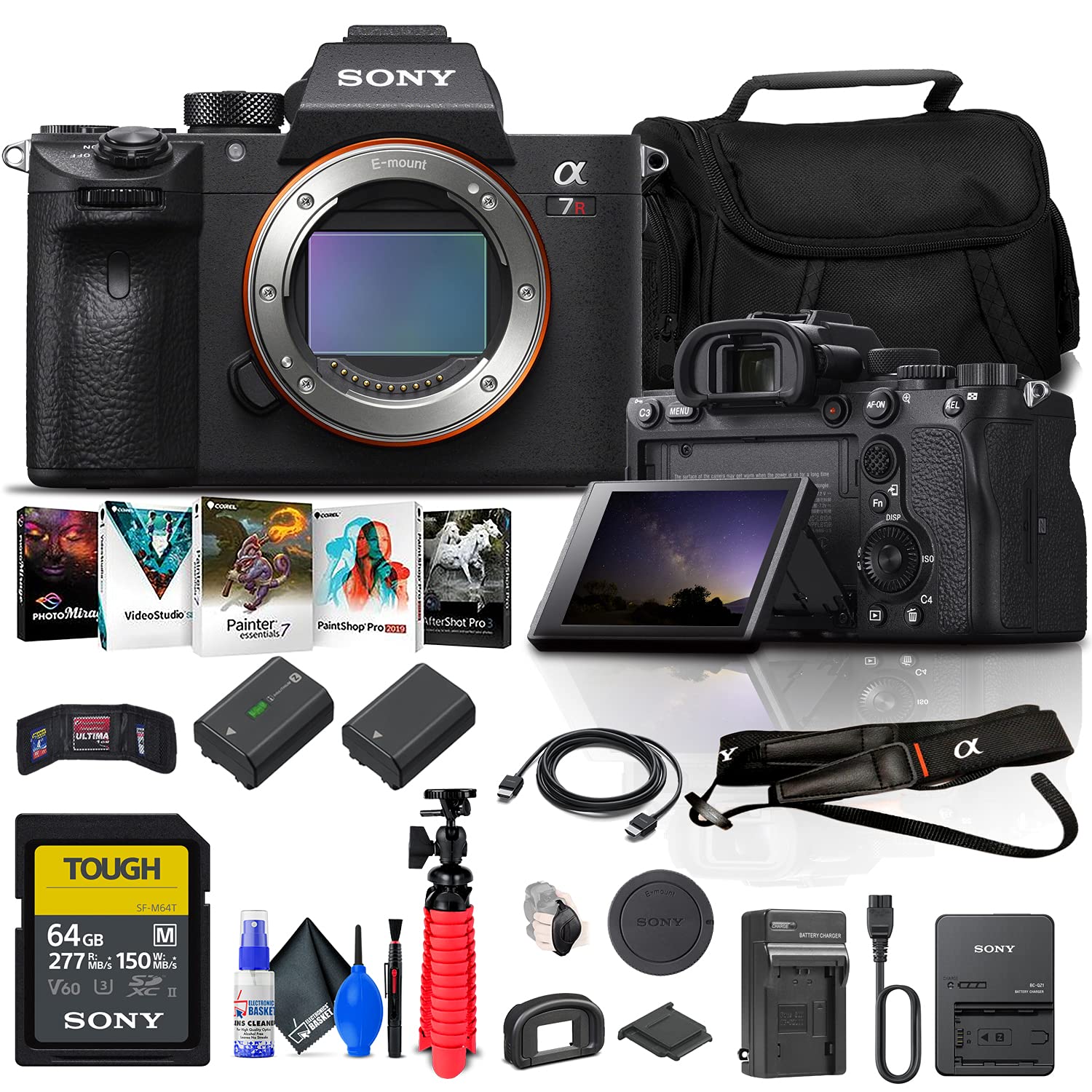 Sony Alpha a7R IVA Mirrorless Digital Camera (Body) (ILCE7RM4A/B) + 64GB Card + Corel Photo Software + Case + NP-FZ100 Compatible Battery + External Charger + HDMI Cable + More (Renewed)