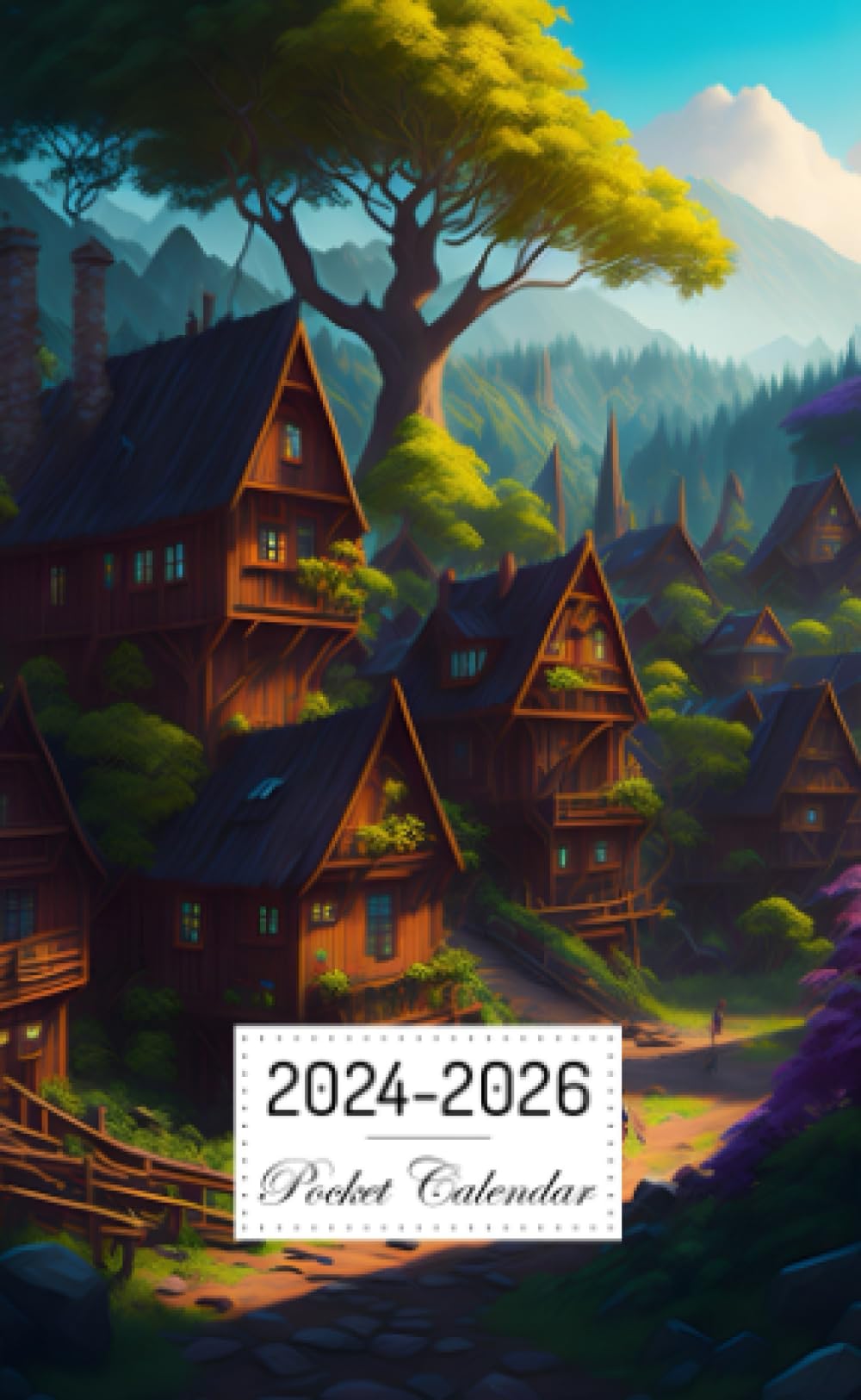 Pocket Calendar 2024-2026: Two-Year Monthly Planner for Purse , 36 Months from January 2024 to December 2026 | Vibrant village | Enchanting forest