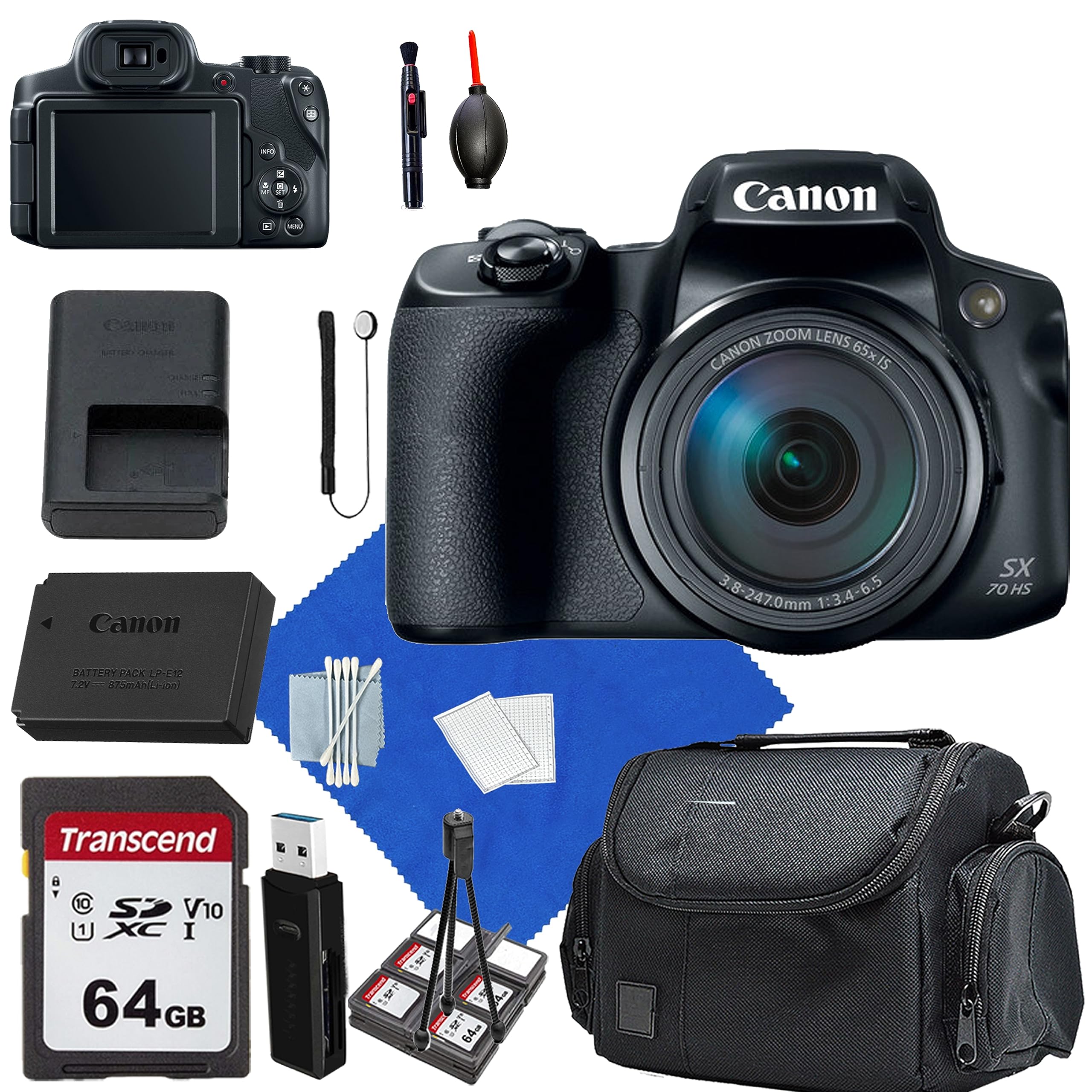 Canon PowerShot SX70 HS Digital Camera+Commander Starter KIT+64GIG Card+Case(13PC) Bundle (Renewed)