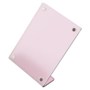 Jiawu Slanted Back Photo Frame, Self Standing Photo Frame Acrylic Multi Purpose Simple Operation for Office for Celebrity Mini Cards (Pink)