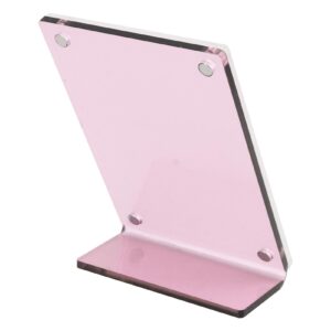 Jiawu Slanted Back Photo Frame, Self Standing Photo Frame Acrylic Multi Purpose Simple Operation for Office for Celebrity Mini Cards (Pink)