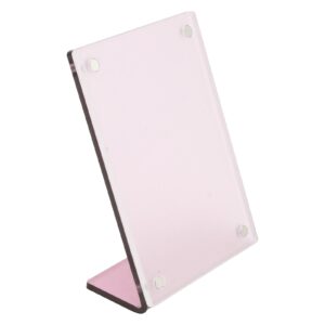 Jiawu Slanted Back Photo Frame, Self Standing Photo Frame Acrylic Multi Purpose Simple Operation for Office for Celebrity Mini Cards (Pink)