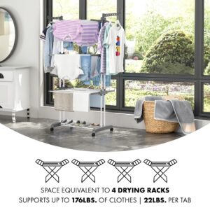 Pogala, Clothes Drying Rack, Indoor, Outdoor Laundry Drying Rack, with Foldable Wings, Space Saving Laundry Rack, Laundry Hanger Dryer Rack, Includes 2 Packs of Stainless Hangers for Underwear