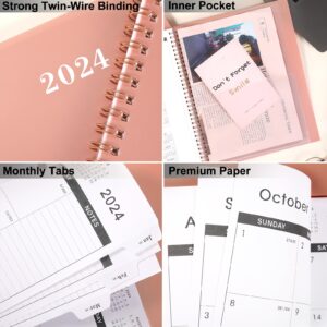 2024-2025 Monthly Planner - Monthly Planner 2024-2025, Jul. 2024 - Dec. 2025, 9" x 11", 18-Month Planner, Tabs & Pocket, Twin-Wire Binding - Rosy Pink