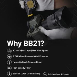 Nitecore Blowerbaby BB21 Electronic Cleaning Air Blower 2023 Version, 2.7kPa Dust Removal Wind Pressure, 80km/h Max Wind Speed, with Quick Release Brush, for Cameras Lens Cleaning and More