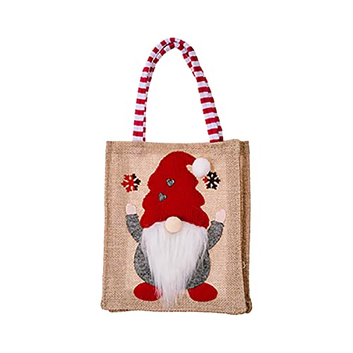 Christmas Decorations Linen Gift Bag Children's Handbag Candy Bag Bag Tree Christmas Pendant Home Decoration Large Ball Hanging (A, One Size)