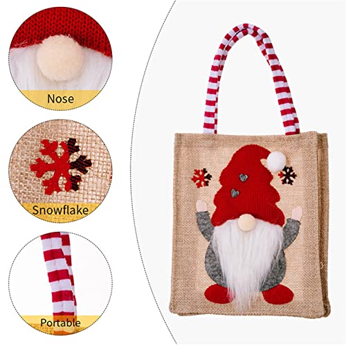 Christmas Decorations Linen Gift Bag Children's Handbag Candy Bag Bag Tree Christmas Pendant Home Decoration Large Ball Hanging (A, One Size)