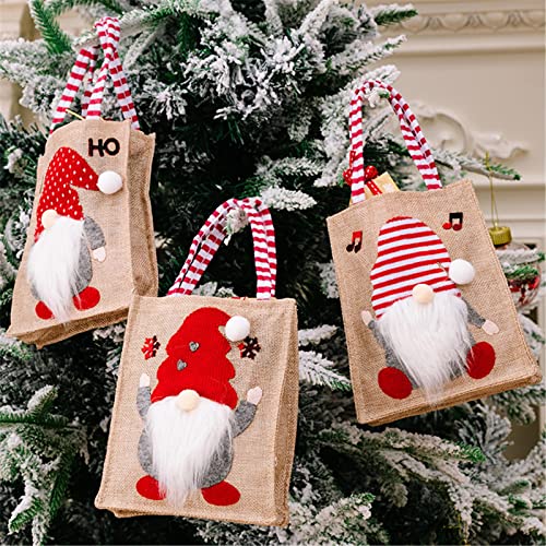 Christmas Decorations Linen Gift Bag Children's Handbag Candy Bag Bag Tree Christmas Pendant Home Decoration Large Ball Hanging (A, One Size)