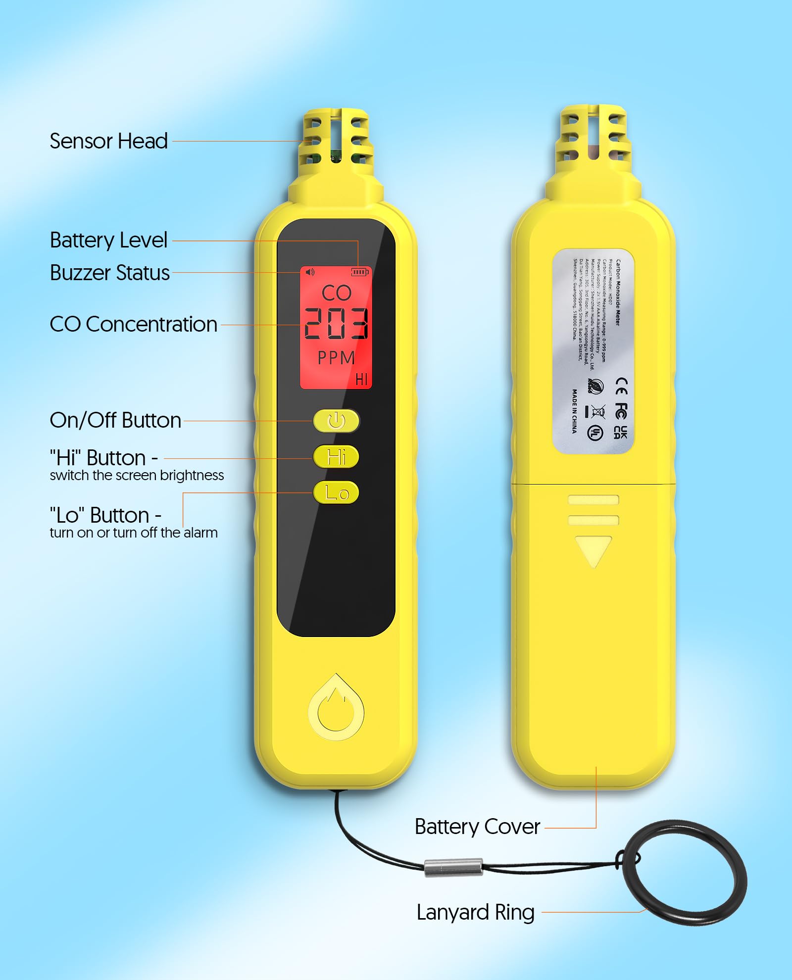 PUTECCH Carbon Monoxide Detectors, Portable CO Detector Battery Powered, Handheld Carbon Monoxide Monitor Alarm Detector with LCD Display for Home/Outdoor/Travel (Batteries Included)