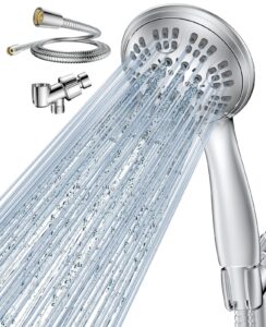 high pressure 6 functions shower head with handheld eco-performance handheld shower head removable shower head with 60-inch metal hose adjustable shower bracket tool-less 1-min installation